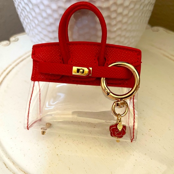 Accessories | Clear And Red Mini Handbag Keychain New | Poshmark